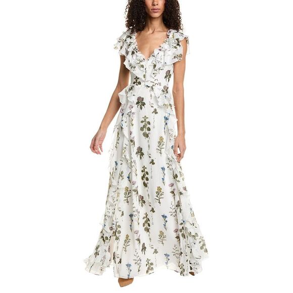 Ted Baker | Dresses | Ted Baker Womens Chiffon Maxi Dress White | Poshmark